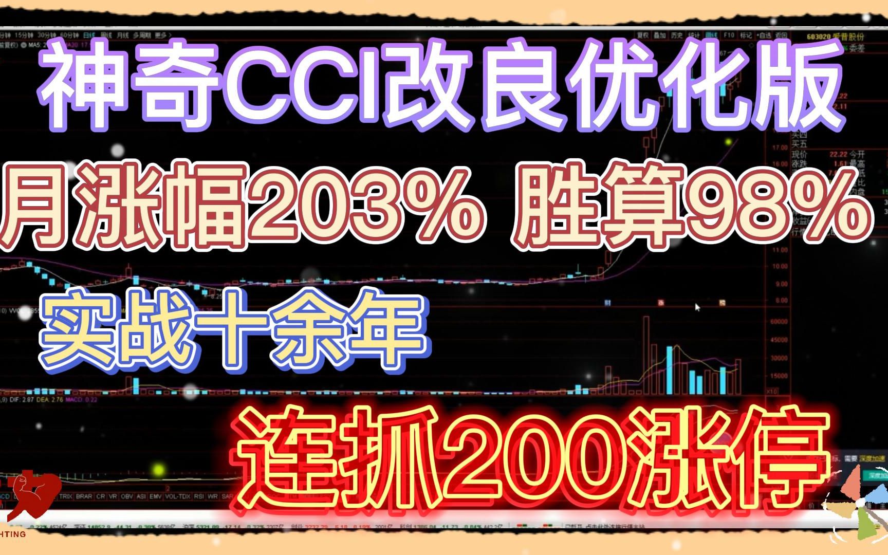 超神奇的改良版CCI参数设置,30天抓住200个涨停板!胜算高的惊人!