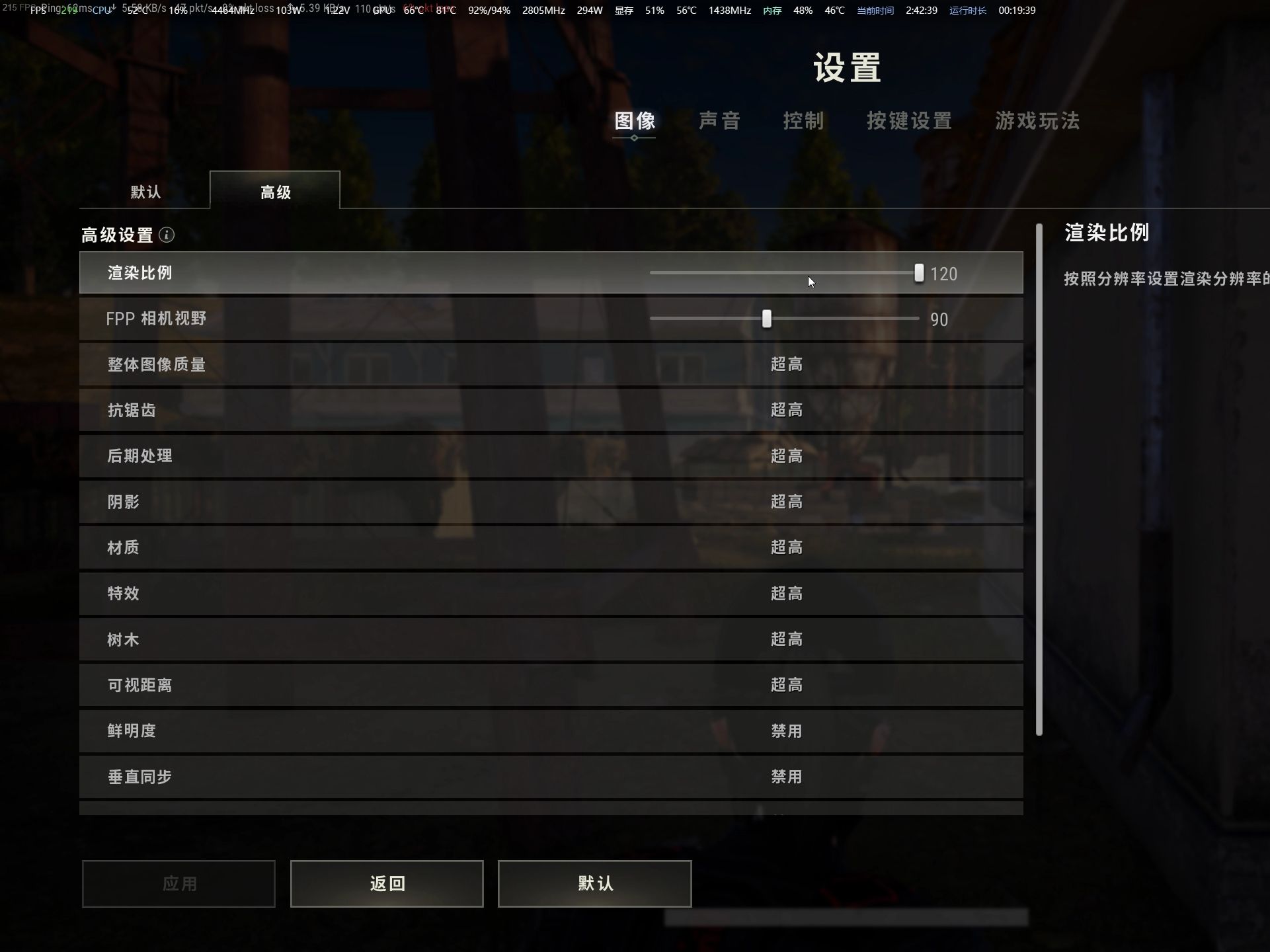 4080S 14900KF 7200内存吃鸡2K全超高120渲染和100渲染帧数_绝地...