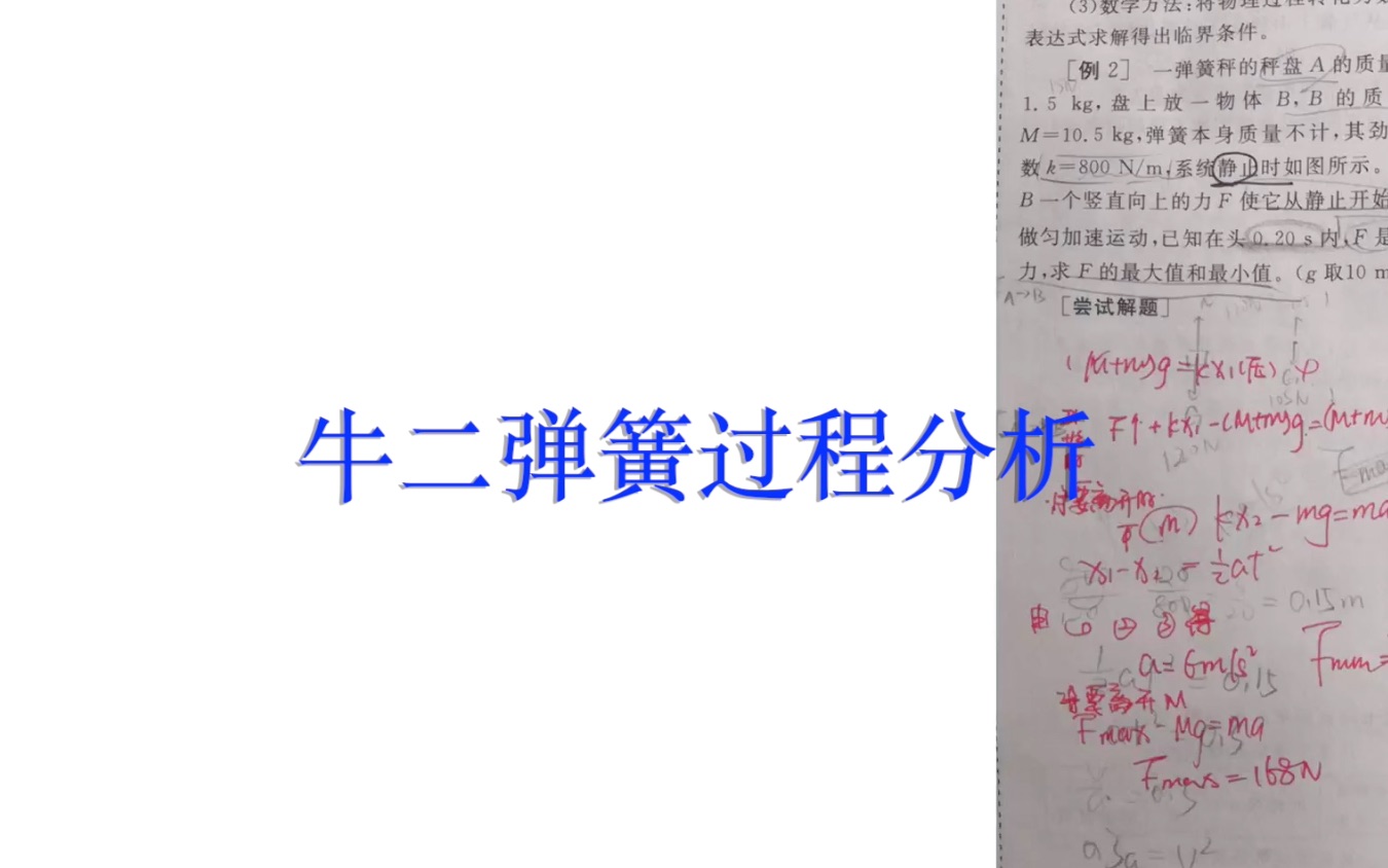 ...牛二弹簧问题过程分析 日常答疑 牛顿第二定律 整体法 分离临界条件