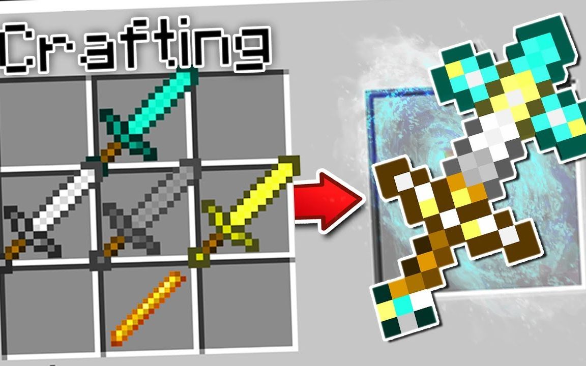 我的世界:五种巨型宝剑打造的超级宝剑,巨型伤害造价极高