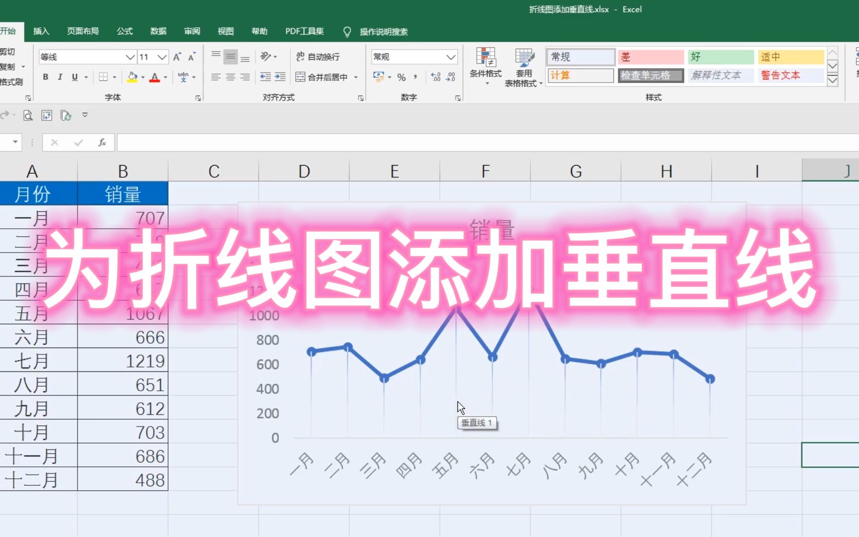 Excel 如何为折线图添加垂直线,快来试试这个方法
