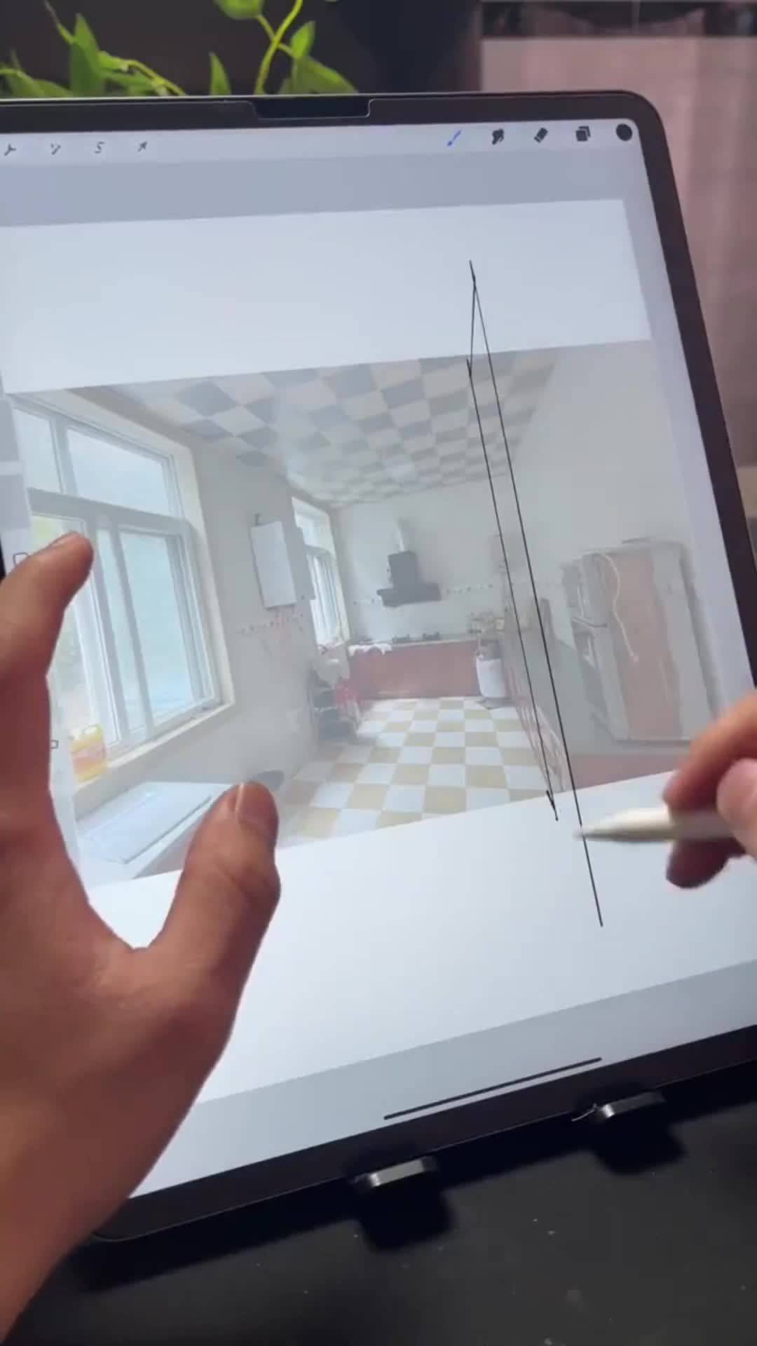 手绘第三天,竟能快速画出厨房效果图! 