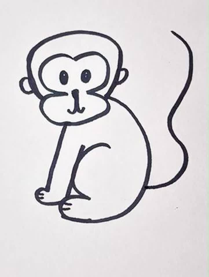 用数字"3"画一只可爱的小猴子,猜猜我用了几个3呢#一学就会的简笔画 ...
