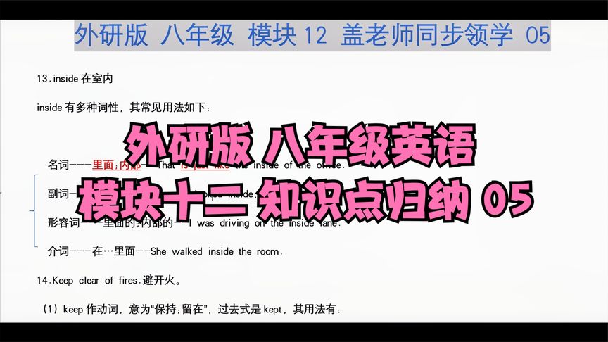 外研版英语:八年级上 模块十二 期末总复习 知识点归纳 05