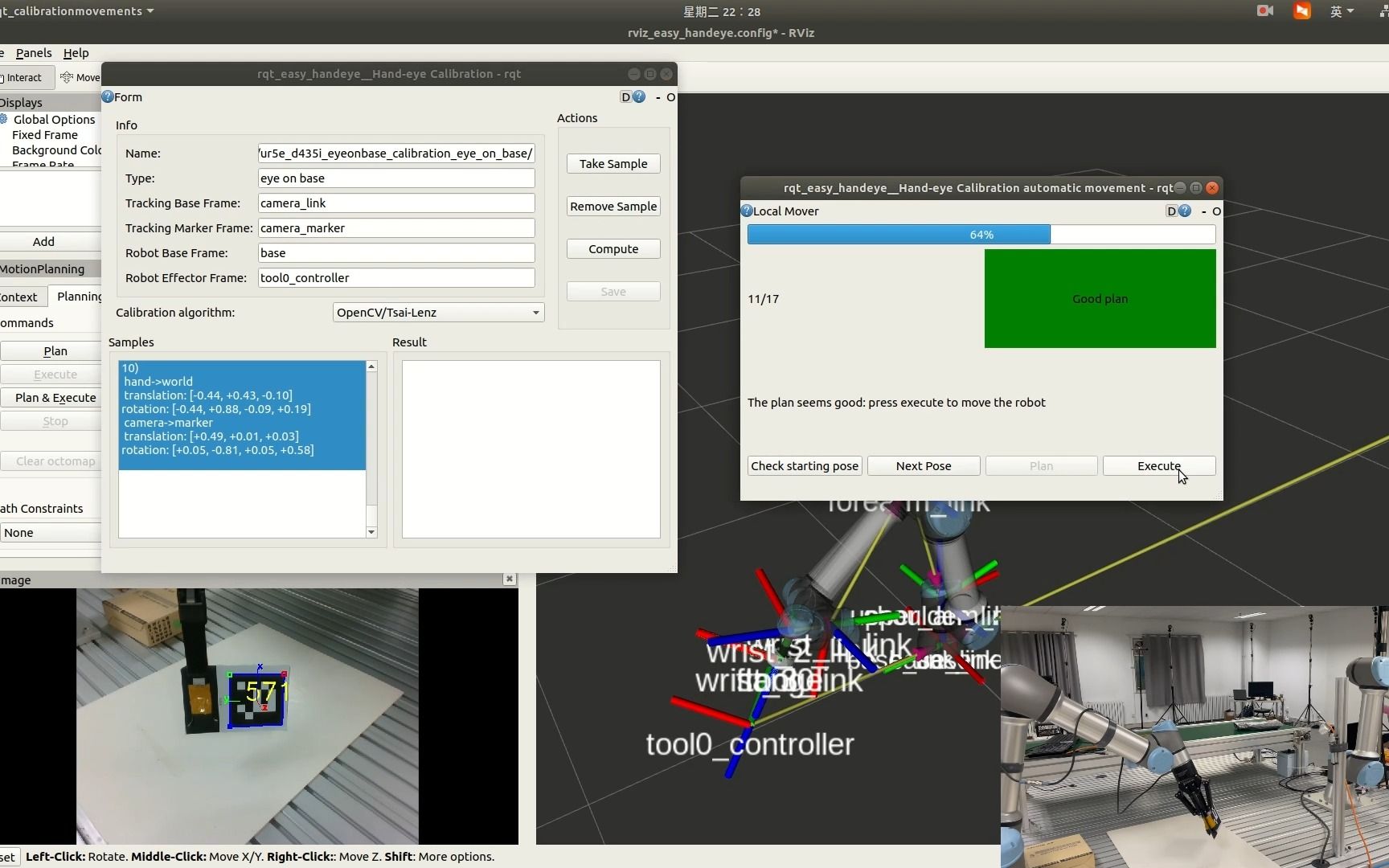 ur5e-realsensed435i-眼在手外手眼标定