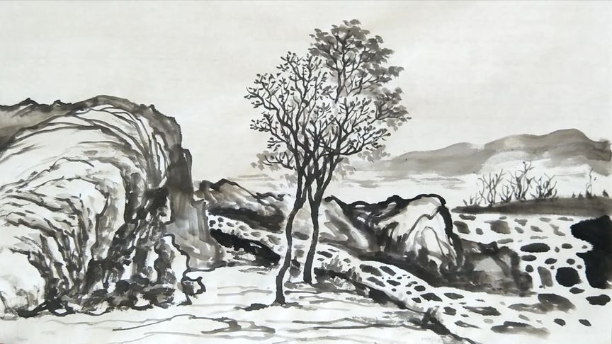 用墨是中国绘画的一大特色,讲究点画、线条的造型和骨法用笔