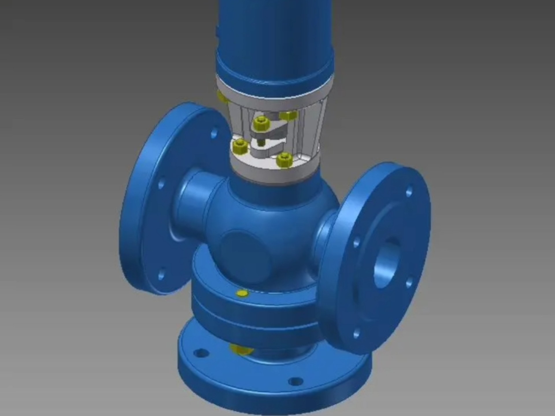 DN40液气压弹簧推杆一进二出蒸汽分配阀二三维模型图纸设计