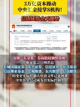 3万亿资本躁动,中央汇金接掌8机构!信达证券全天强势 #中央汇金 #...