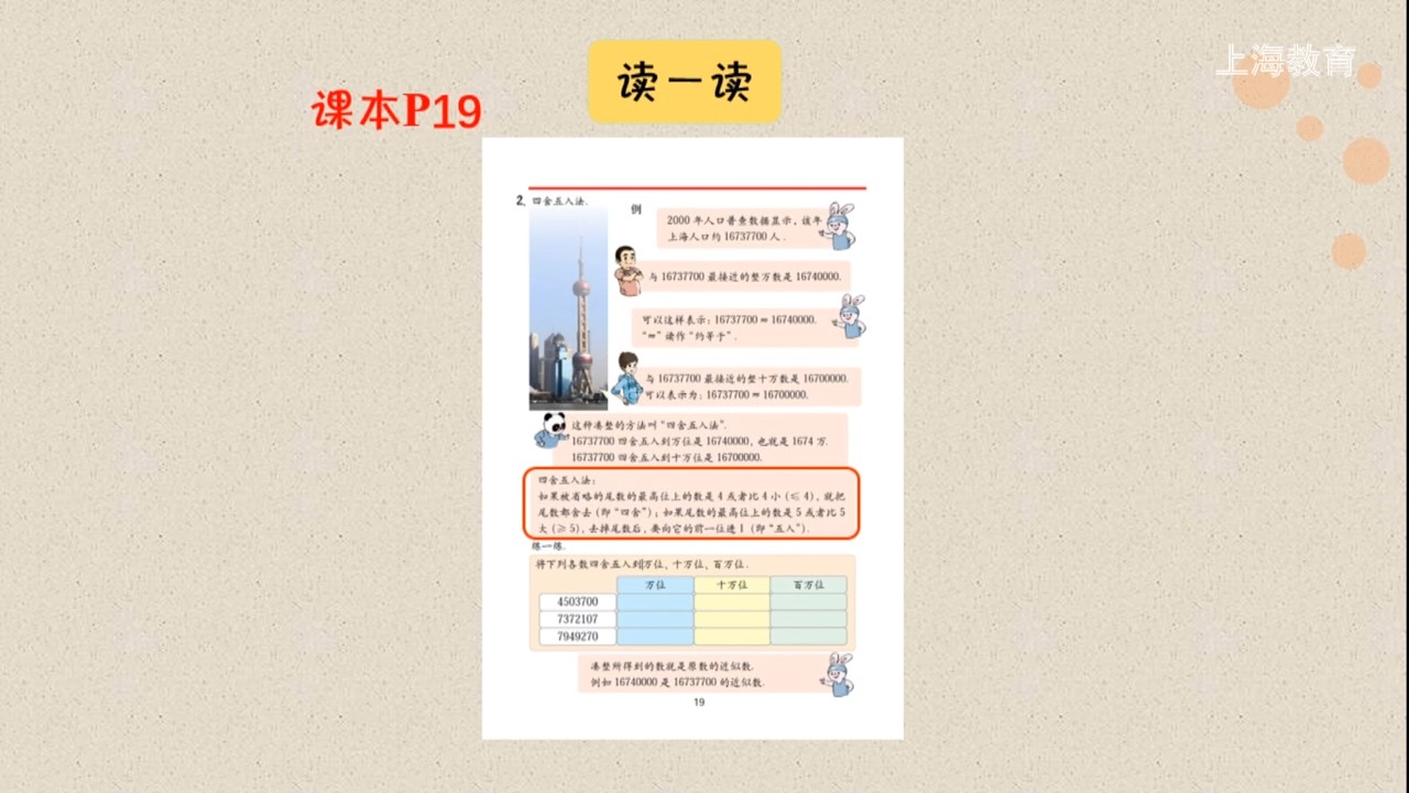 上海/小学四年级/第一学期/数学/数与量 四舍五入法 2