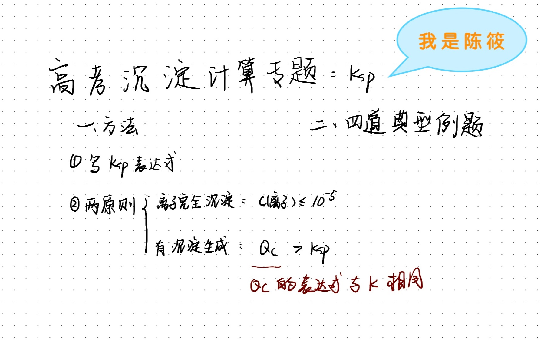 【陈筱】5分钟搞定高考沉淀ksp计算