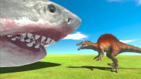 动物模拟器之恐龙争霸 第60集 动物战争模拟器:巨齿鲨单挑食肉恐龙!这...
