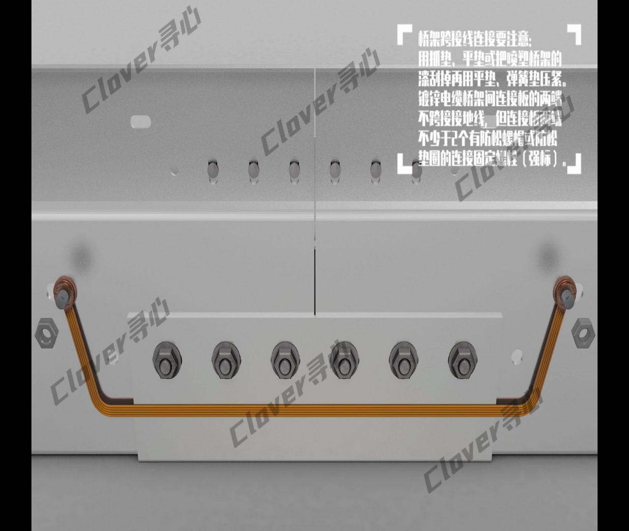 【BIM】桥架跨接连接 工艺动画 编织带跨接线 【AE】【PR】【C4D】