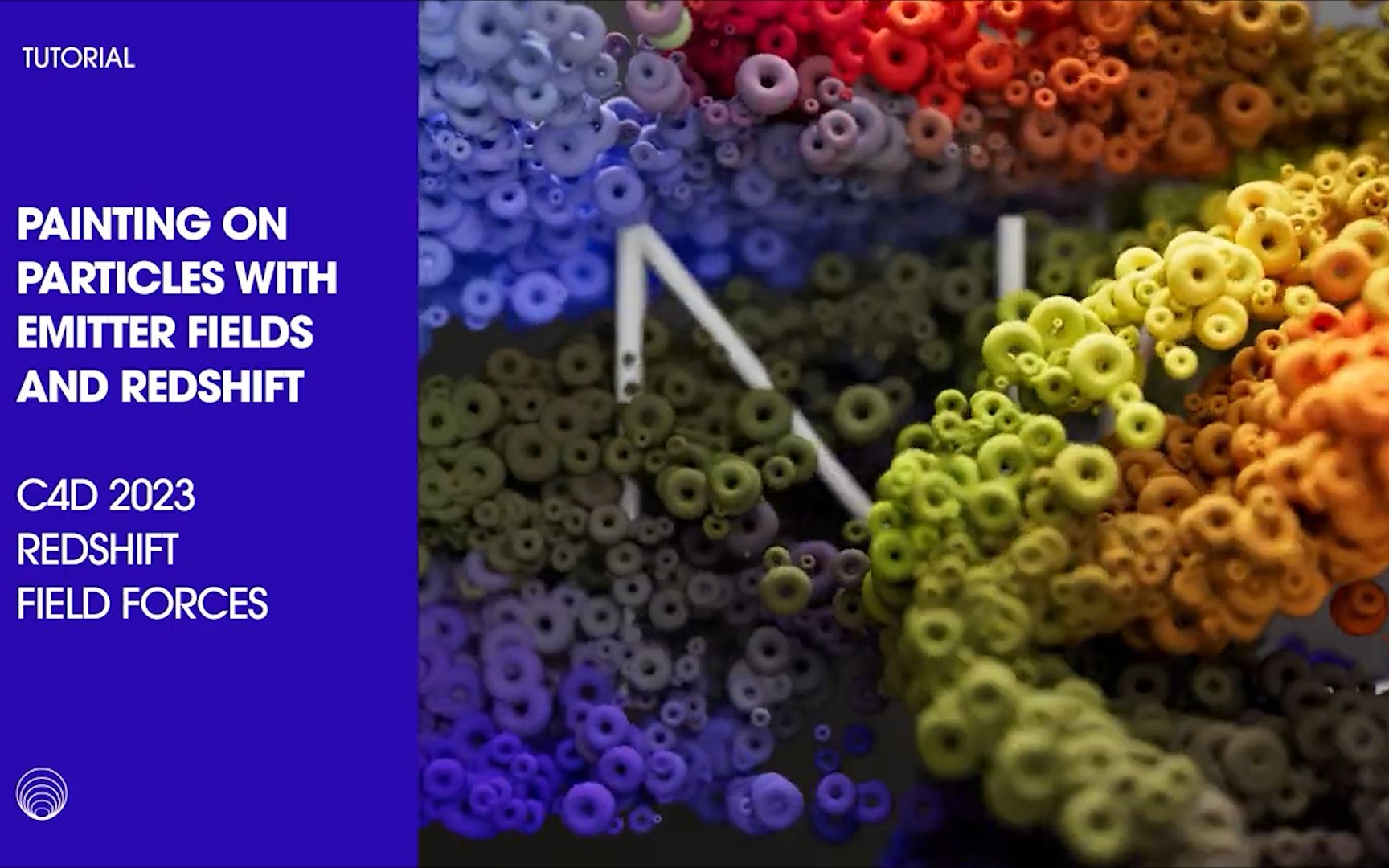 如何在C4D里面使用默认的粒子发射器和域来创作一个粒子染色的动态...