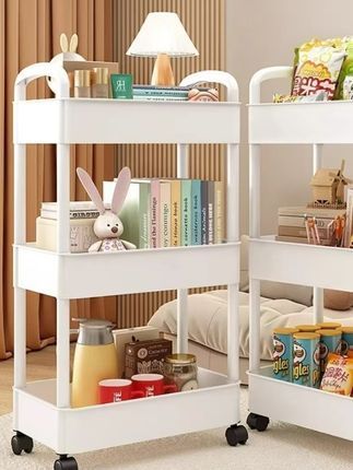 三层带滚轮的置物架才这个价,收纳零食、杂物简直不要太好用#置物架 ...