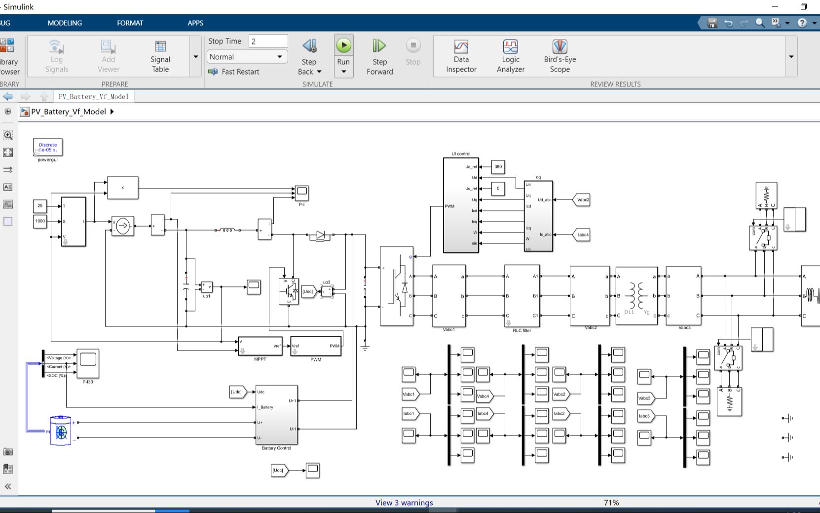 光伏和电池储能mppt pwm dq simulink仿真matlab