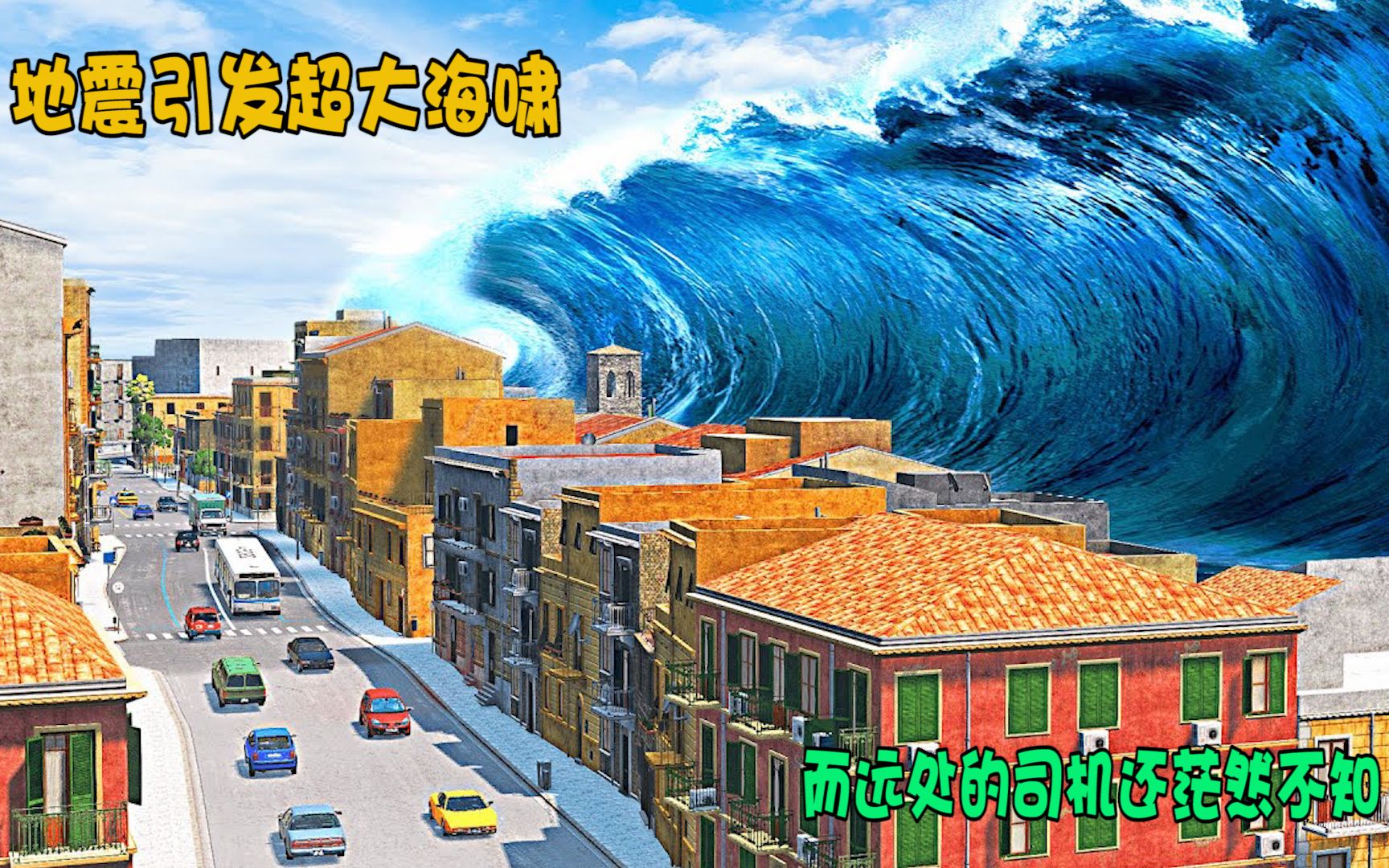 模拟器:地震引发超大海啸,而远处的司机还茫然不知