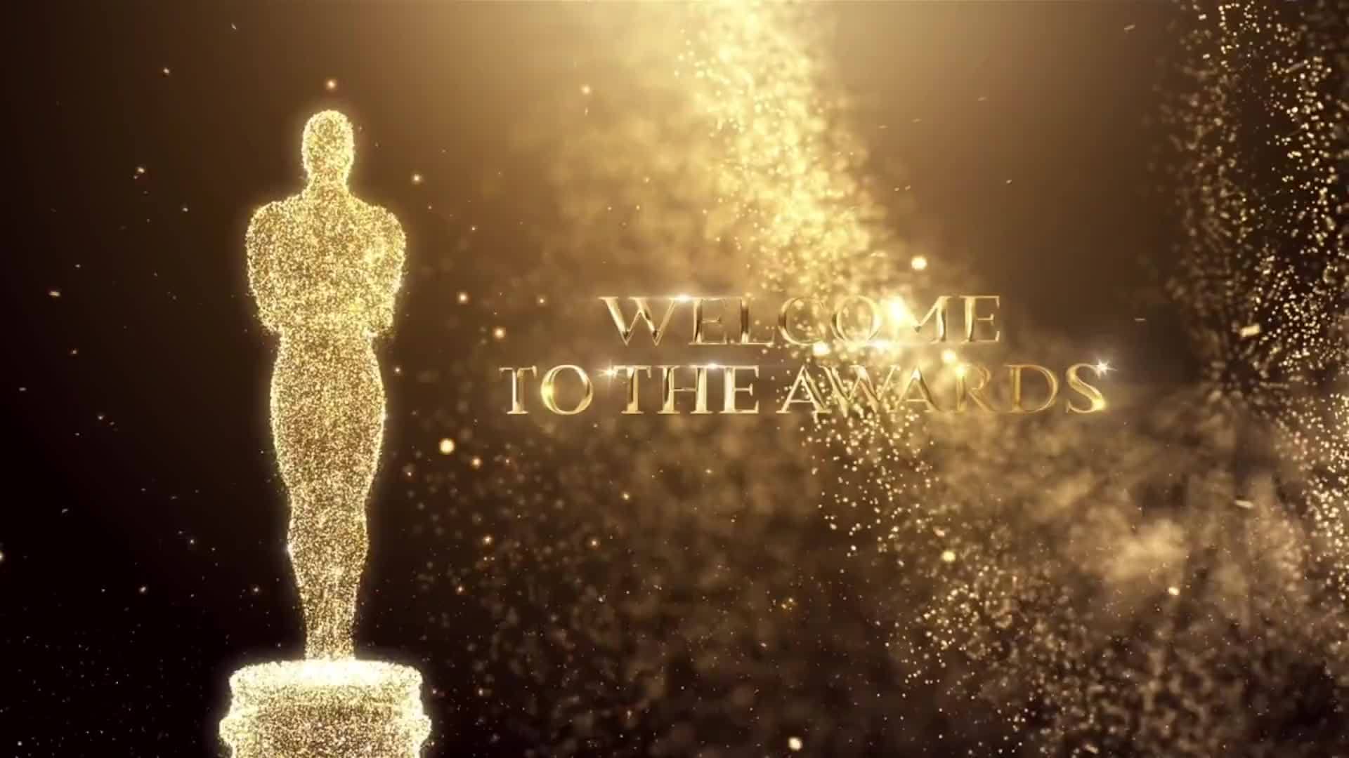 金色粒子颁奖典礼片头,可替换图片修改文字