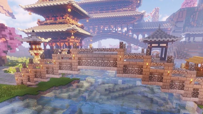 我的世界:建筑教学,教你如何建造一座中式石桥