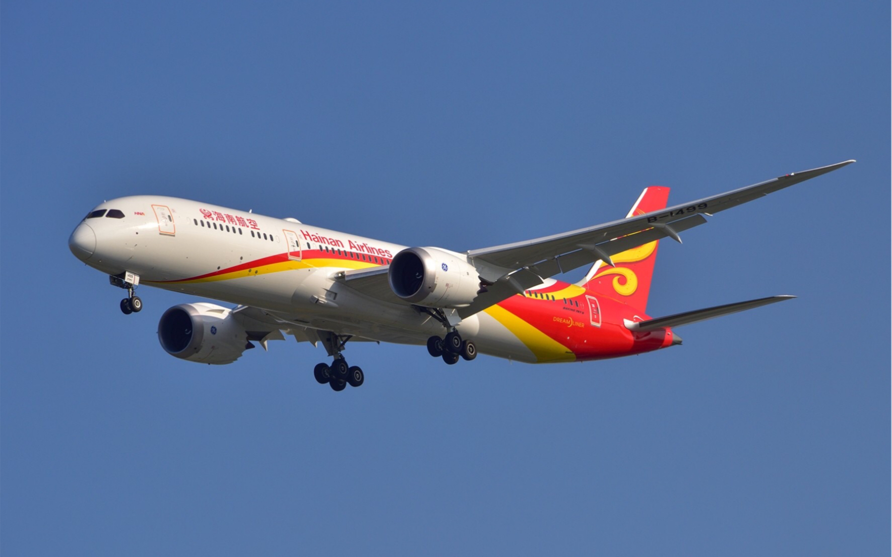 海南航空hu7282 波音787 北京首都-海口美兰 降落实拍 已开飞行模式,...