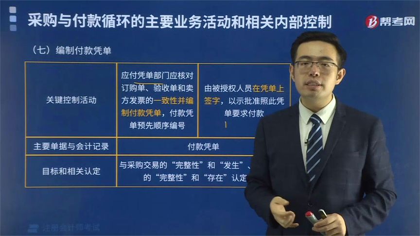 帮考网孙超凡老师带你了解编制付款凭单的关键控制活动有哪些?