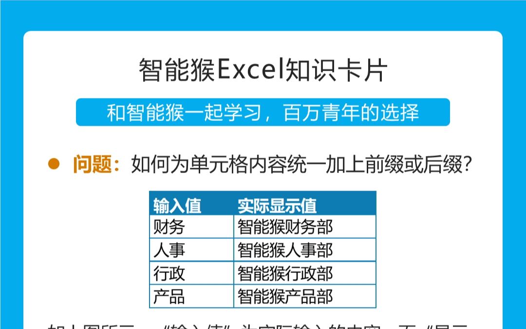 为单元格内容统一加上前缀或后缀