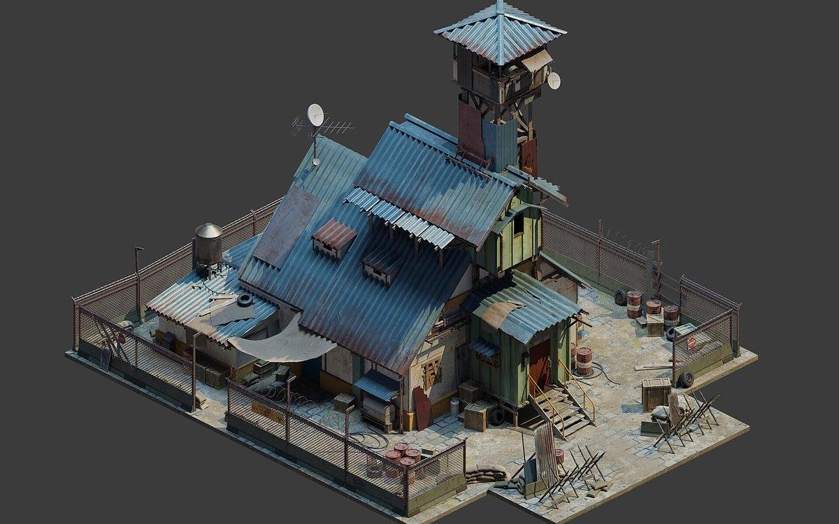 maya三渲二:简单小院场景模型布线卡线,渲染详细全流程案例讲解