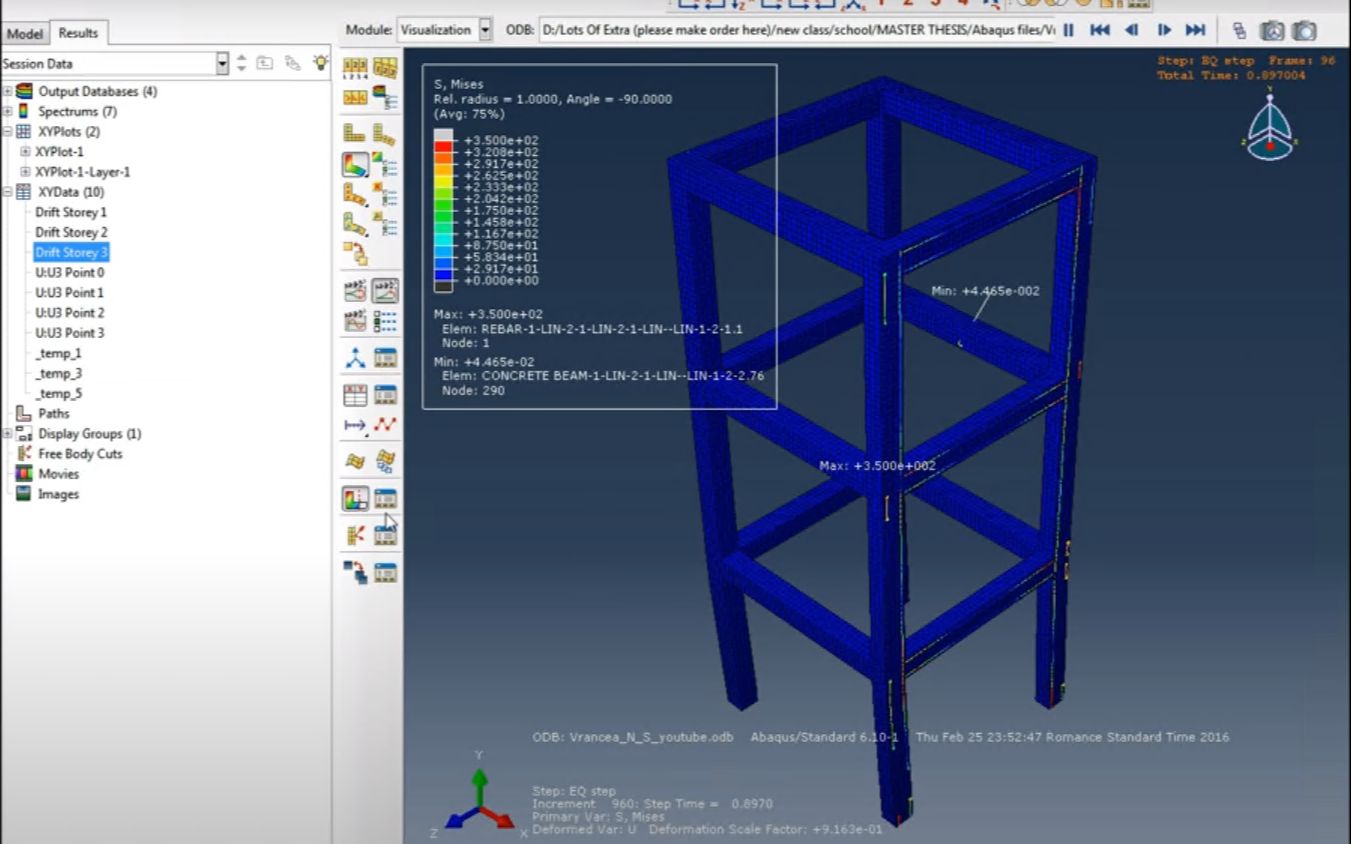 Abaqus教程21(Part1)– 超详细地震荷载下钢筋混凝土多层框架结构...
