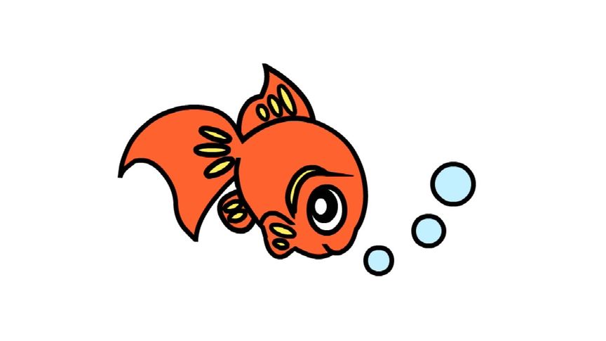 吐泡泡金鱼简笔画教程,如何画海洋生物鱼,儿童宝宝幼儿绘画美术