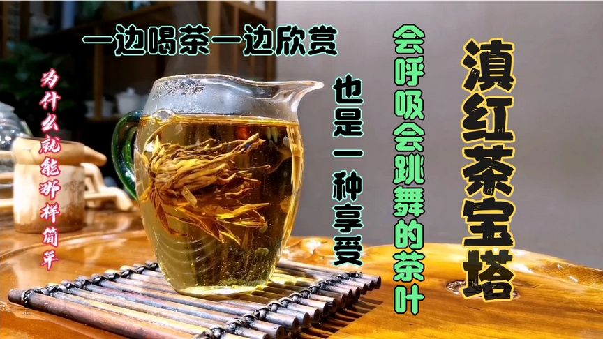 冲泡滇红宝塔茶一边喝茶一边欣赏也是一种享受一款会跳舞会的茶叶