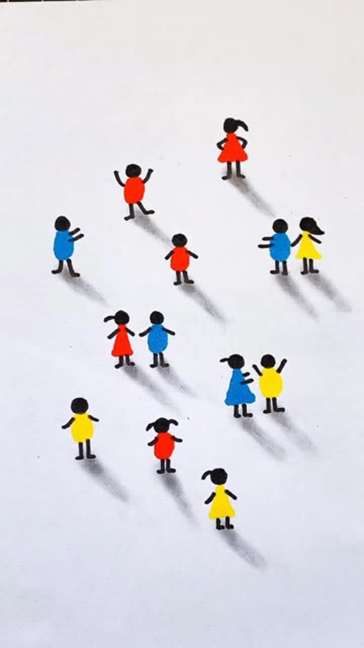 超简单立体小人,你学会了吗 简笔画 一起画画