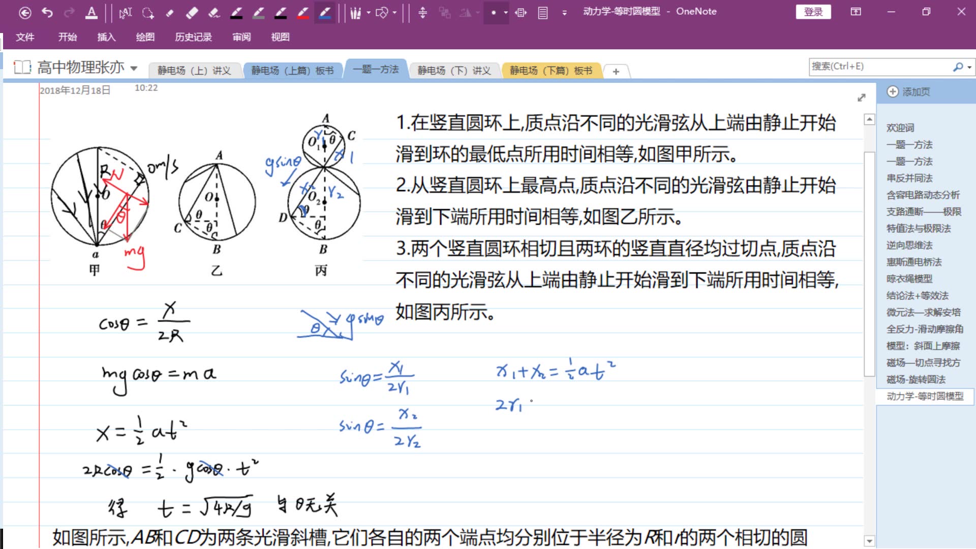 【2019高考物理满分之路】16.动力学-等时圆模型