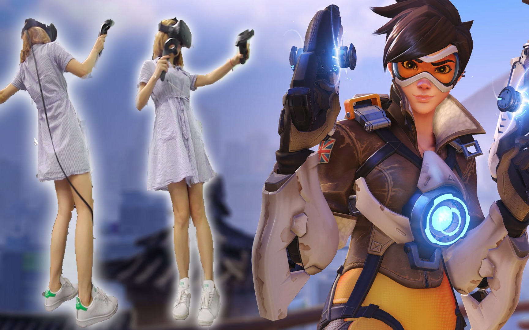 萌妹子用VR玩真人CS,多人对战超刺激!萌妹VS怪蜀黍 #何悠悠玩VR#