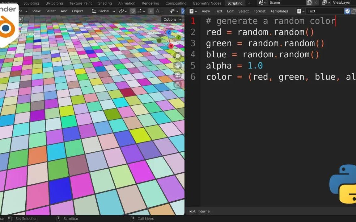 iBlender中文版插件 初学者 Blender Python 教程 生成随机颜色 教程...
