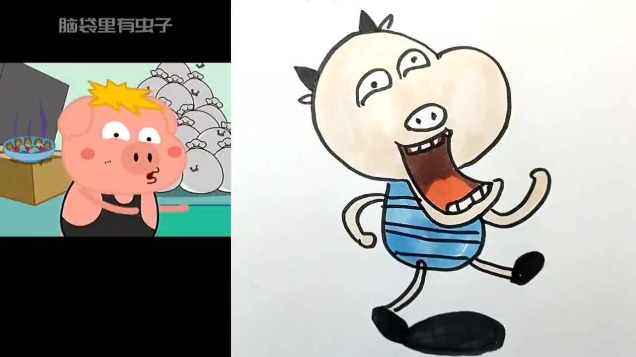 看动画学画画,动漫人物,小猪简笔画