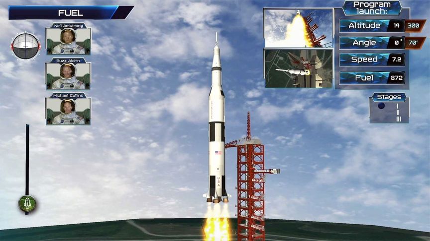 美国1969年土星5号运载火箭执行阿波罗11号登月任务的发射模拟