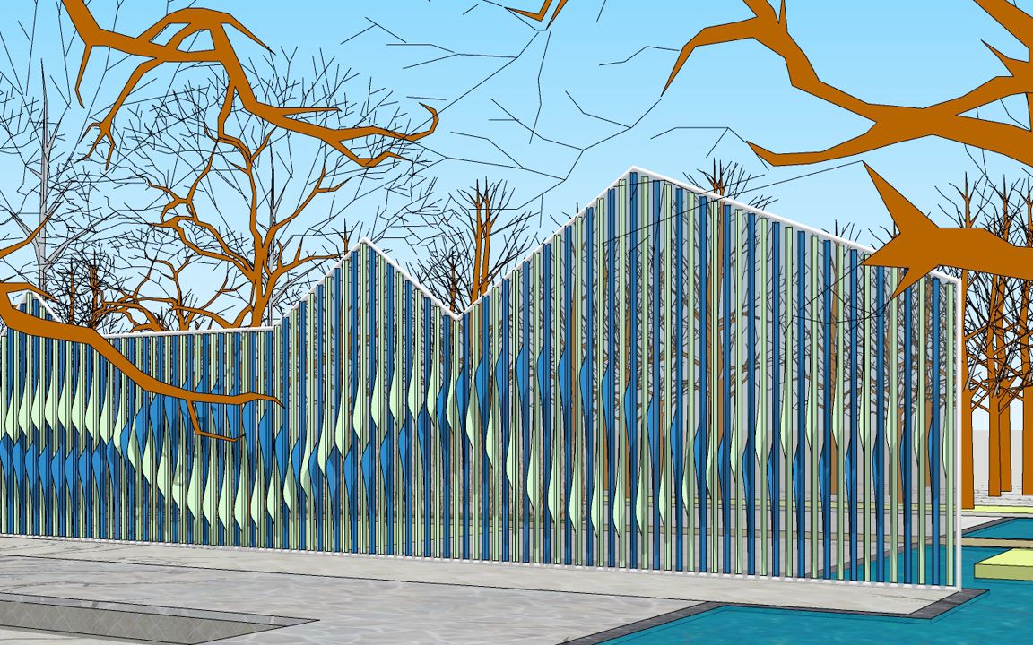 【SketchUp吧】双层波浪栏杆的SU建模思路