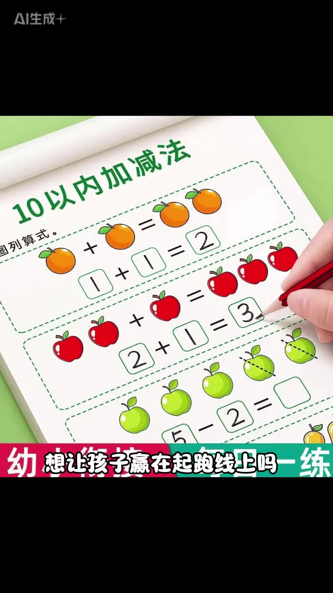 幼儿园10/20加减法练习本描红幼小衔接中班口算卡幼小分解计算