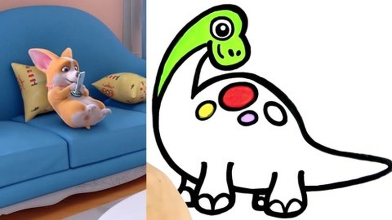看动画学画画:简笔画 恐龙的画法+涂色,儿童绘画简单又好看