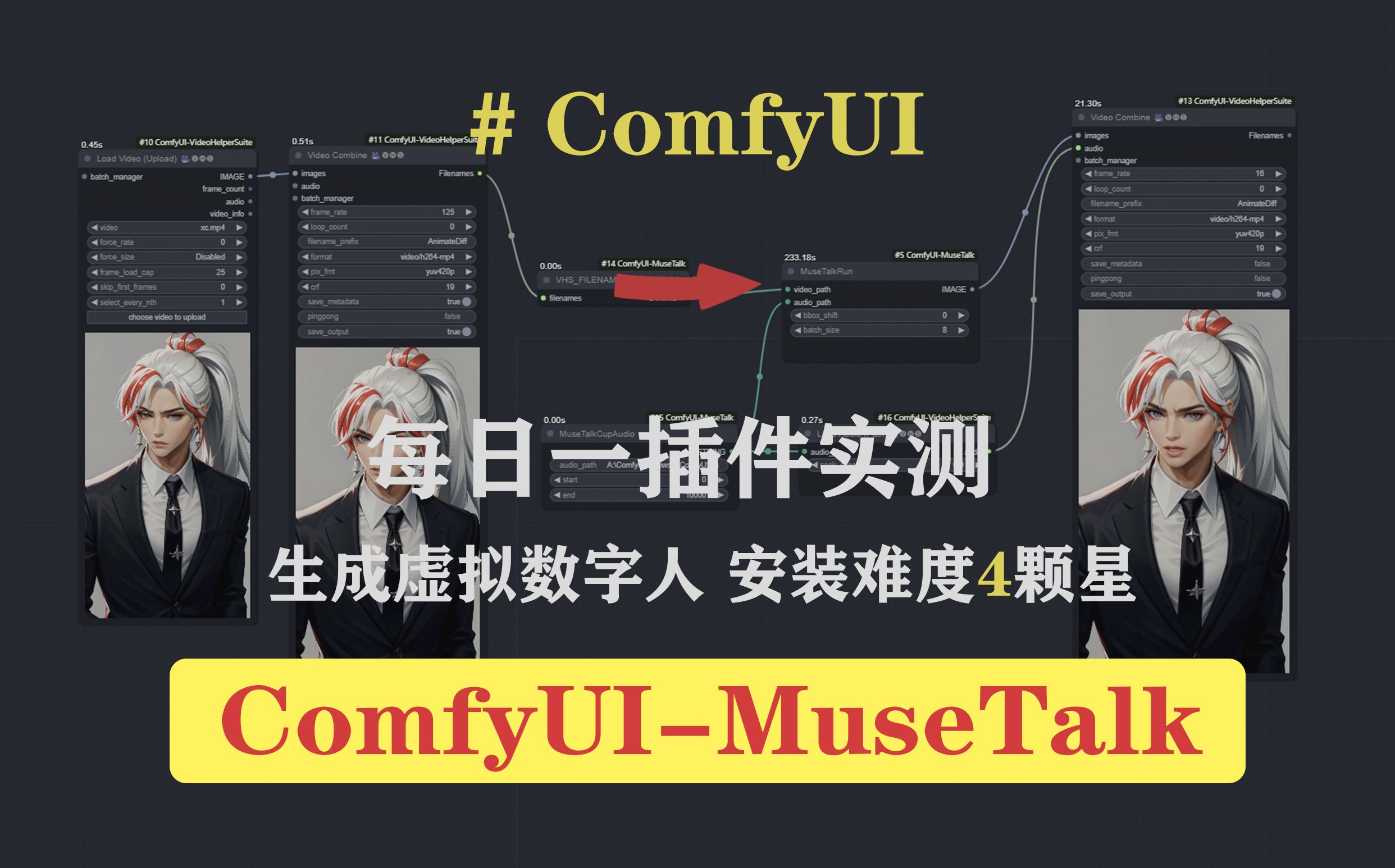 【Comfyui每日一插件】ComfyUI-MuseTalk语音驱动视频虚拟数字人