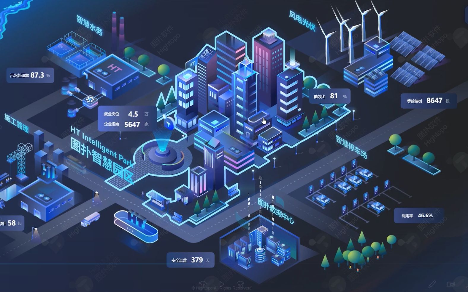 智慧园区 2.5D 可视化管理系统_图扑软件