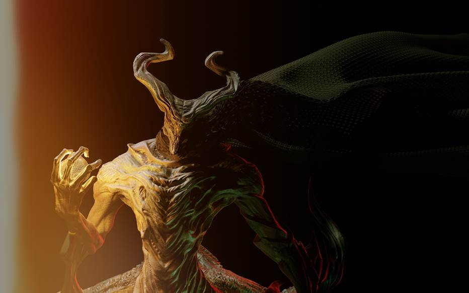 ...雕刻顶点上色建模全流程无加速无剪辑版本《火神》手办BLENDER...