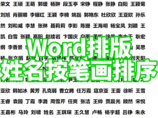 word排版按笔画排序