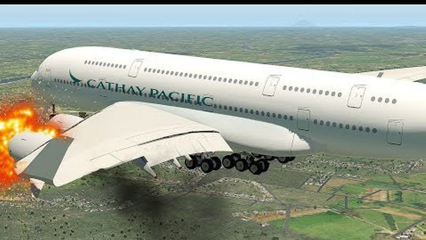 X-Plane 11模拟飞行游戏国泰航空空客A380引擎着火安全着陆