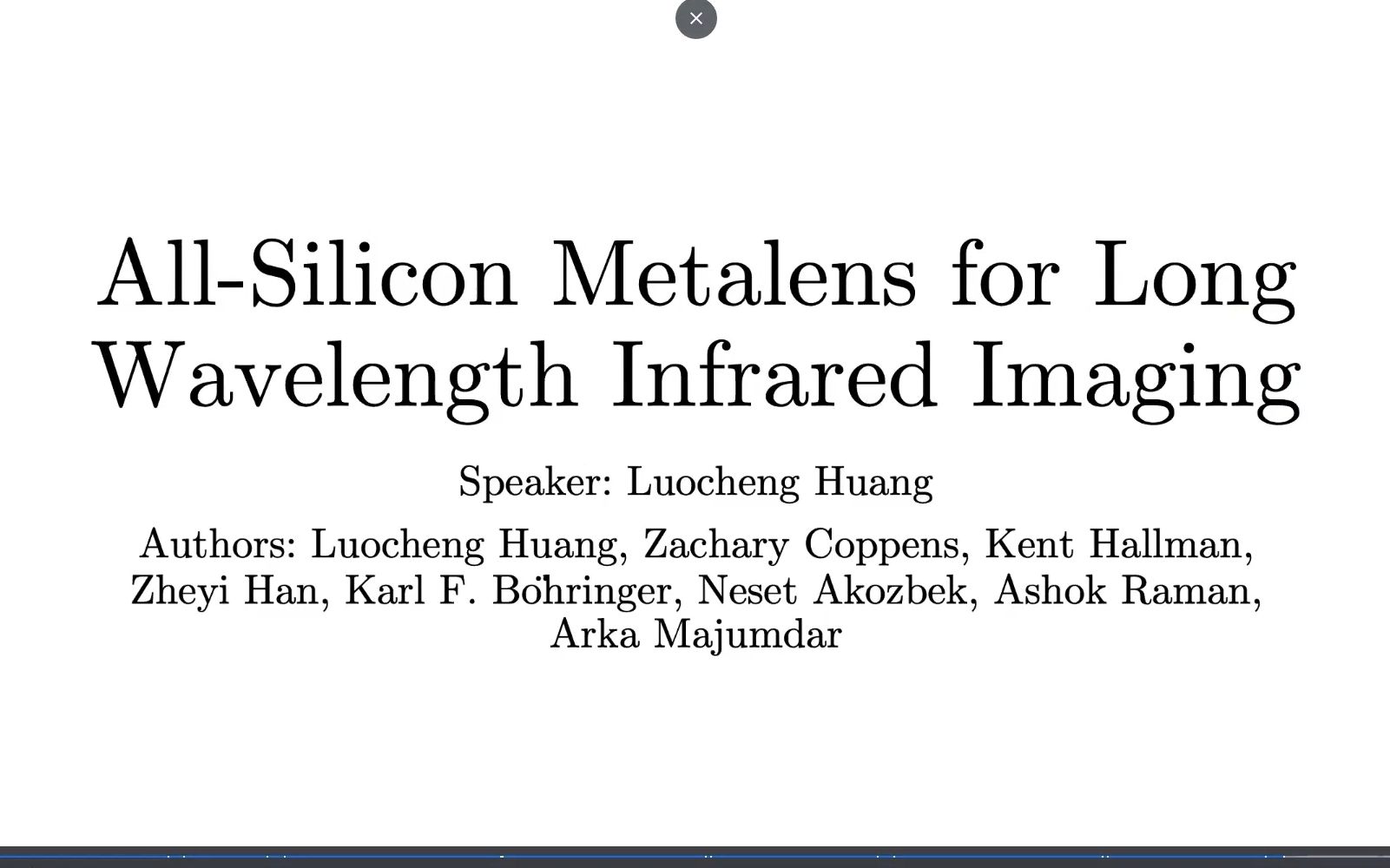 【CLEO2022】All-Silicon Metalens for Long Wavelength Infrared Imaging