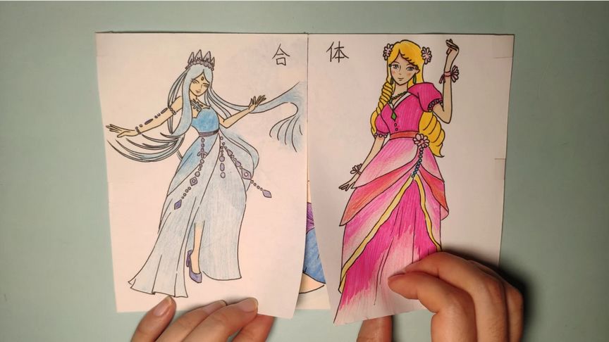 趣味简笔画:如何手绘画精灵梦叶罗丽冰公主和灵公主合体变身融合