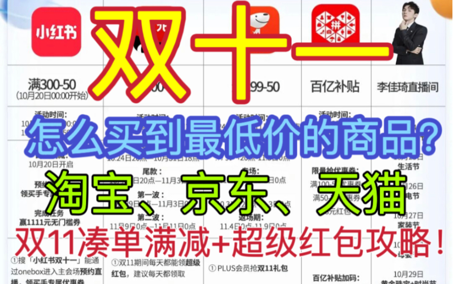 双十一淘宝京东保姆级攻略来了!教你如何凑单满减达到最最最最低价!...