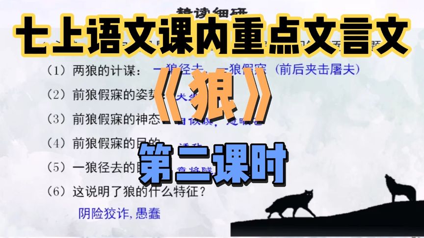 七上语文课内重点文言文《狼》第二课时精讲!助力新初一!冲冲冲