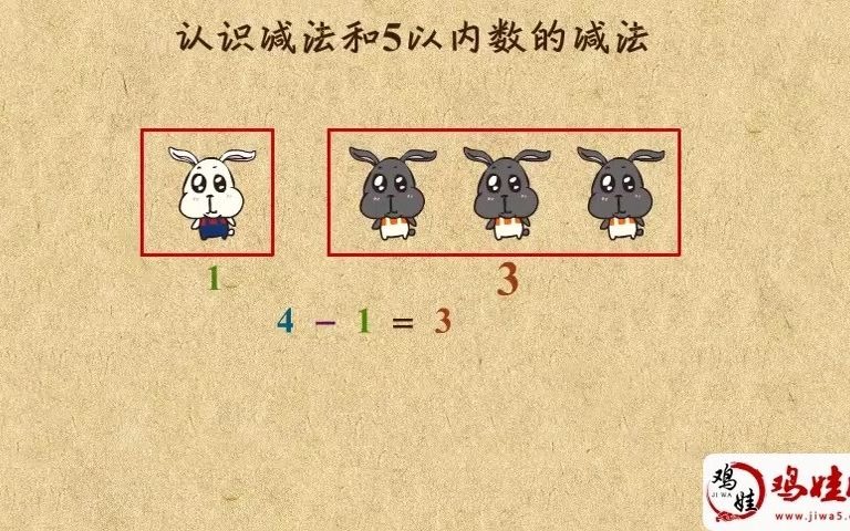 【09】 认识减法和5以内数的减法【鸡娃网】 动画知识点讲解 一年级...