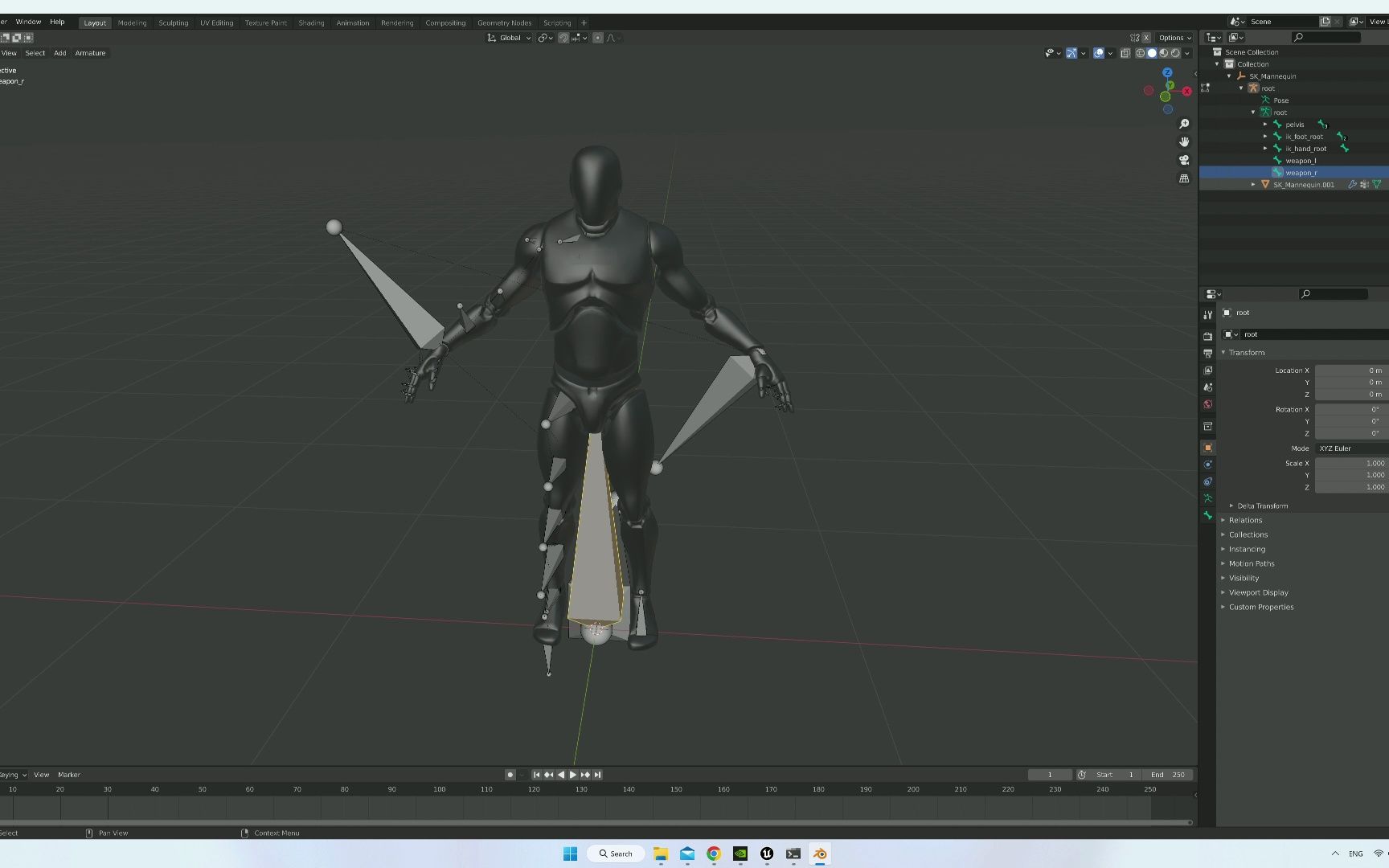 UE5 教程 用Blender 给模型添加 weapon 骨骼