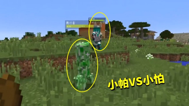我的世界:苦力怕与小帕之间上演追逐戏